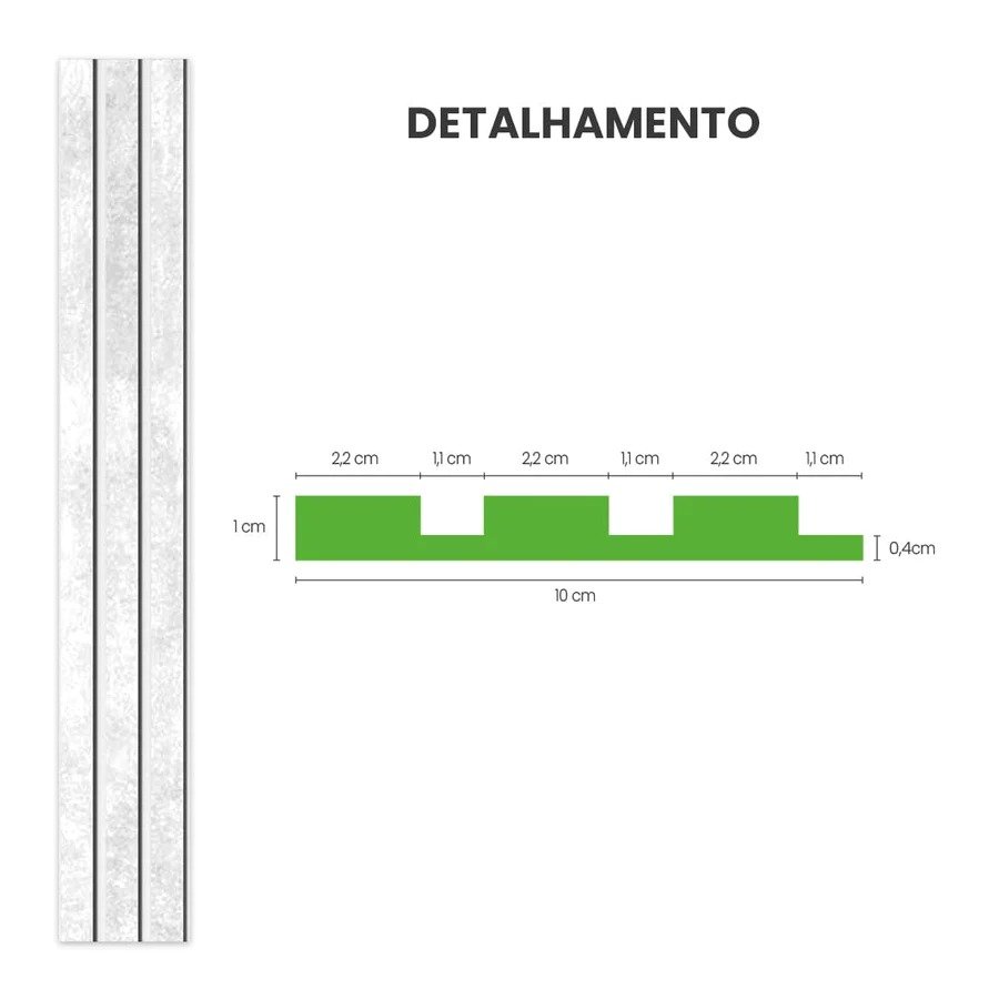 Painel Ripado EVA Laminado Autocolante 10cm Urban White Rolo C/10 Metros
