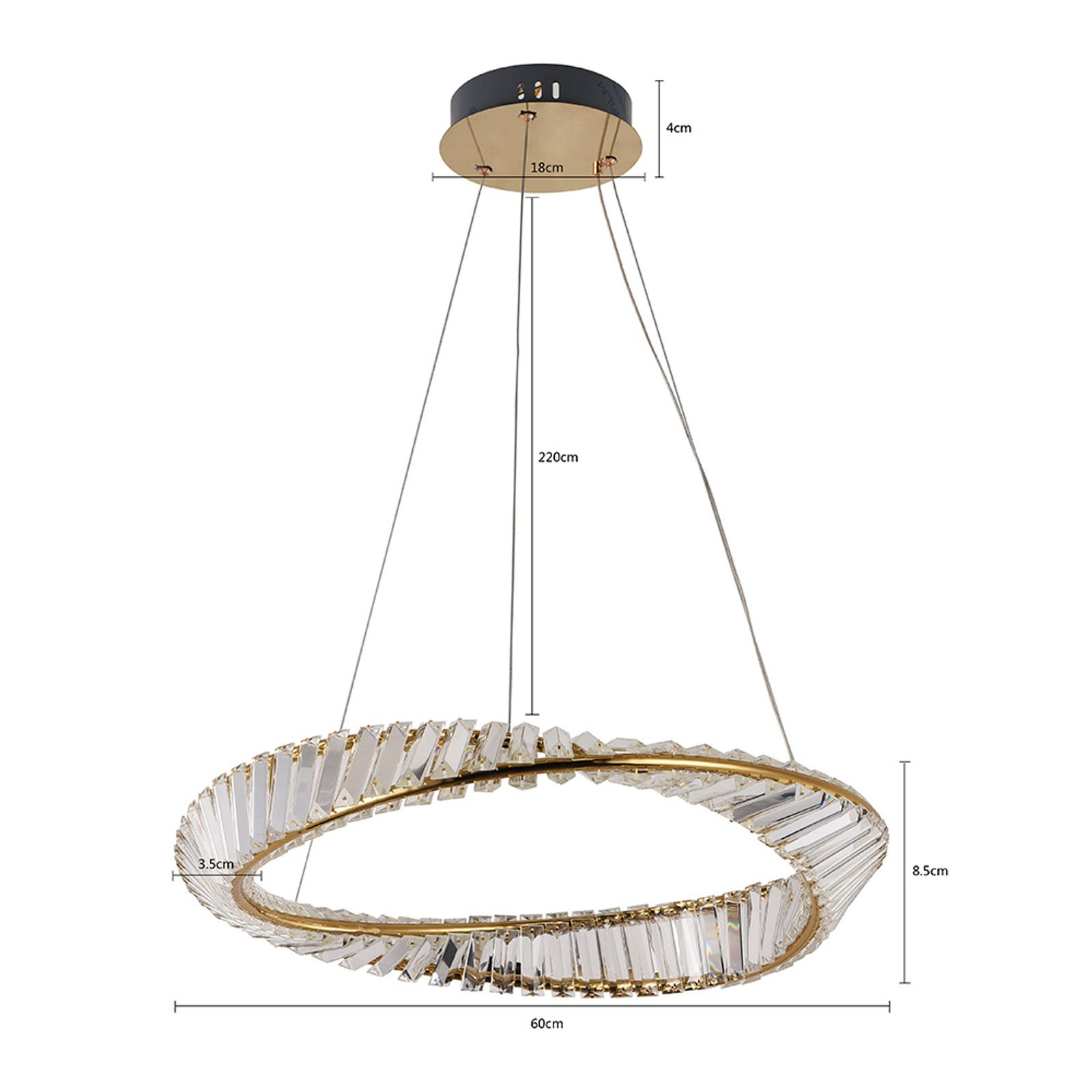 Lustre Pendente Nordecor Lezie 2715 Led Cristal Dourado Bivolt
