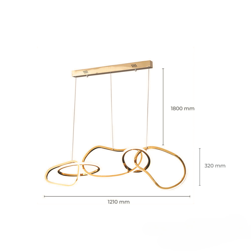 Lustre Pendente Nitrolux Conexion-001D Dourado LED - Iluminação Moderna ...