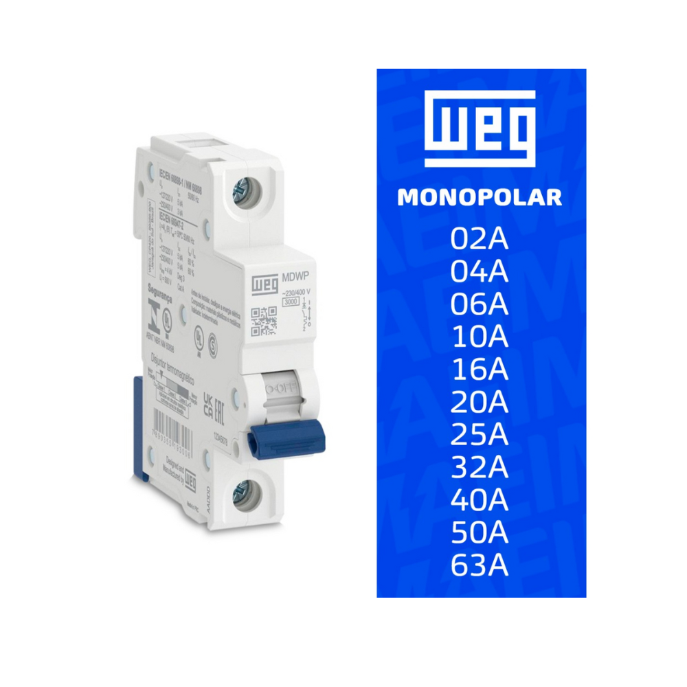 Minidisjuntor Termomag Weg MDWP 15265691 Curva C Monopolar 40A